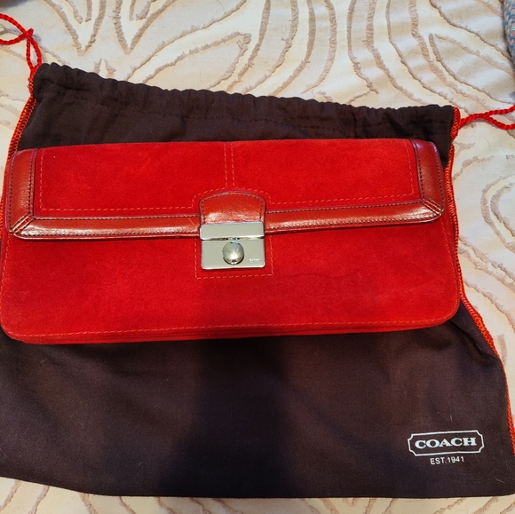 Coach | Bags | Authentic Coach Legacy Suede Leather Clutch | Poshmark